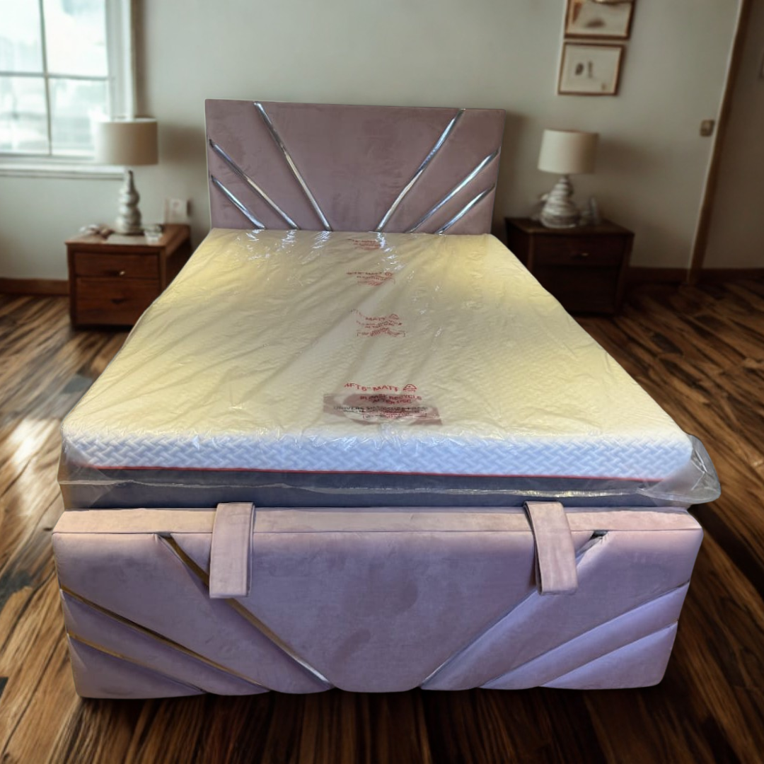 Luxury Upholstered Bed with Fancy Strips | Modern Design